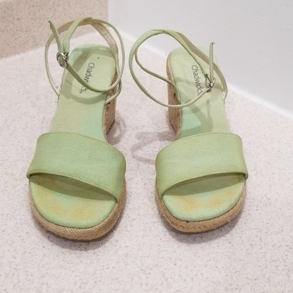 Chadwick's | Shoes | Chadwicks Womens Green Wedge Heel Sandals 9m ...